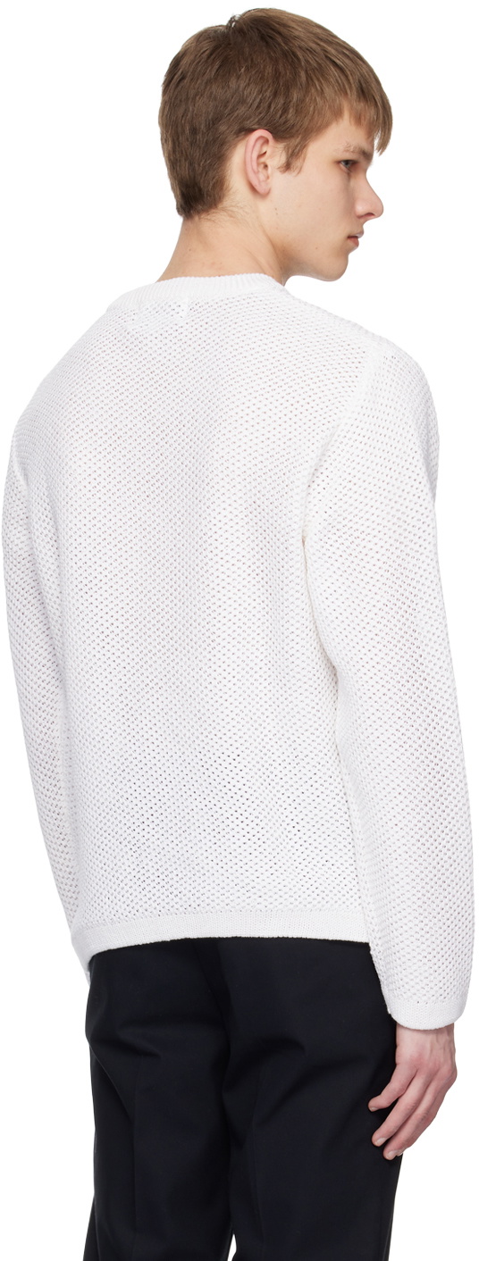 Solid Homme White Open Work Sweater Solid Homme