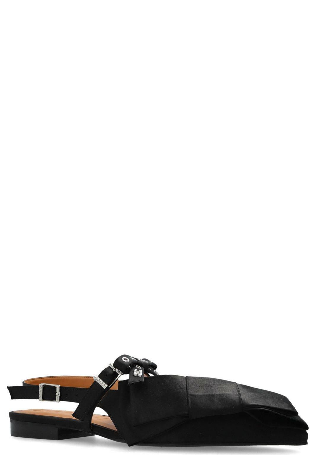 Ganni big Bow Black Polyester Ballet Flats GANNI