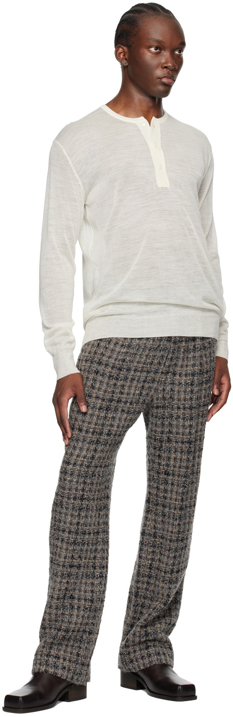 AURALEE Off-White Button Henley Auralee