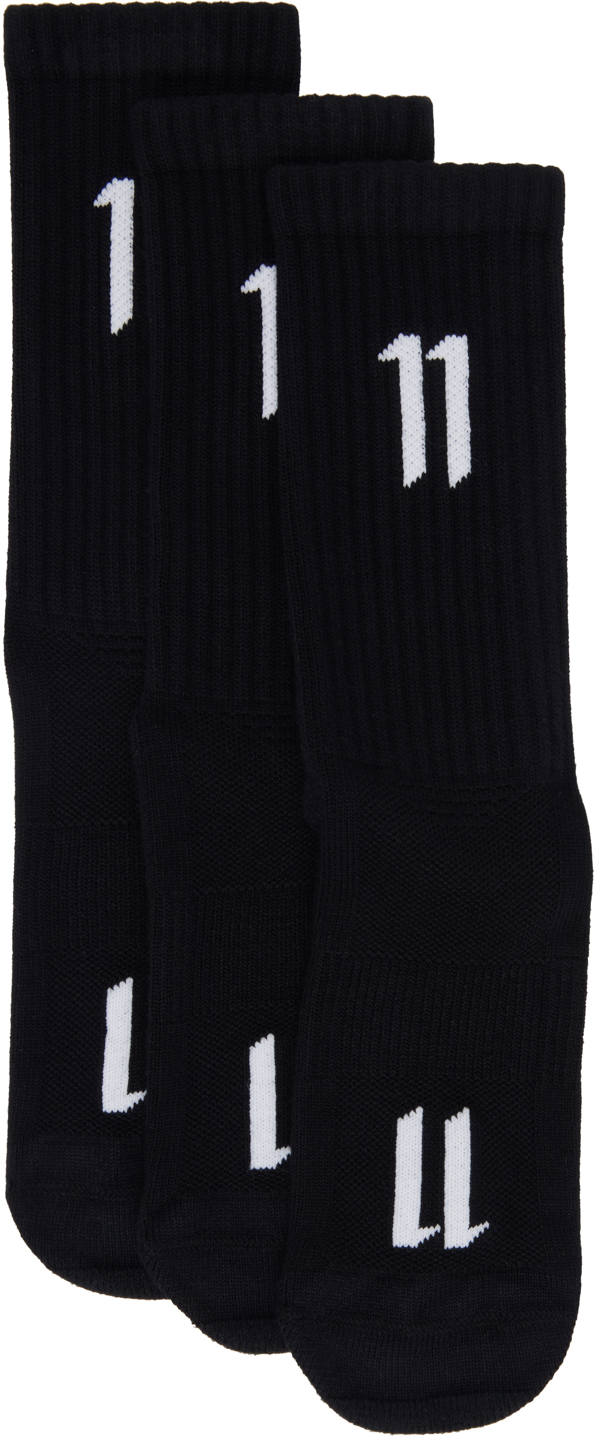 11 by Boris Bidjan Saberi Three-Pack Black 11 Logo Socks 11 by Boris ...