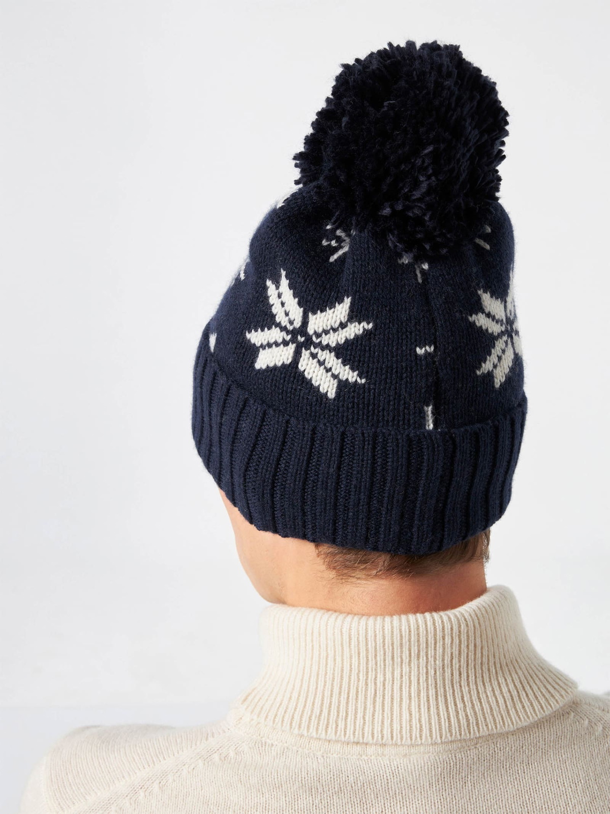 MC2 Saint Barth Man Navy Blue Beanie With Norwegian Pattern MC2 Saint Barth