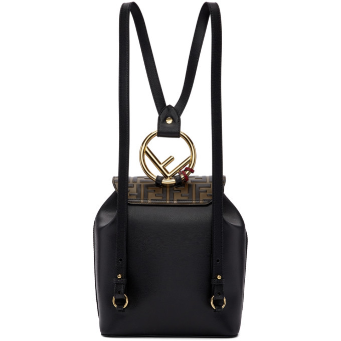 Fendi Black FF Flap Backpack Fendi