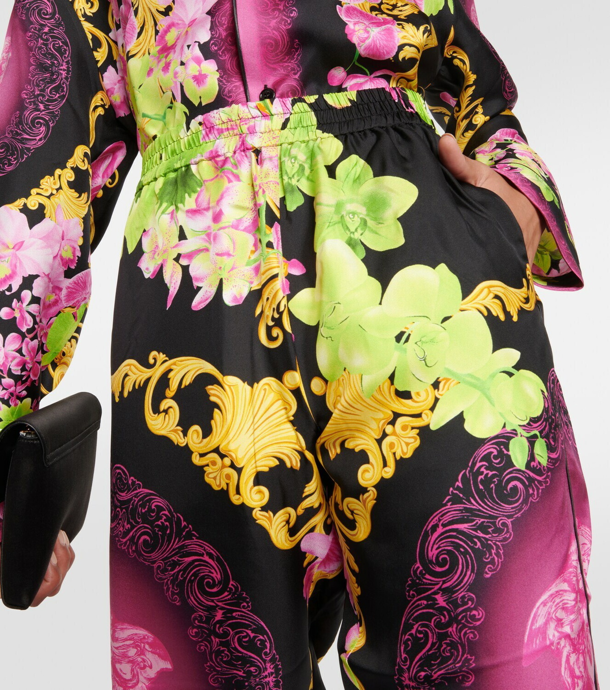 Versace Printed silk high-rise pants Versace