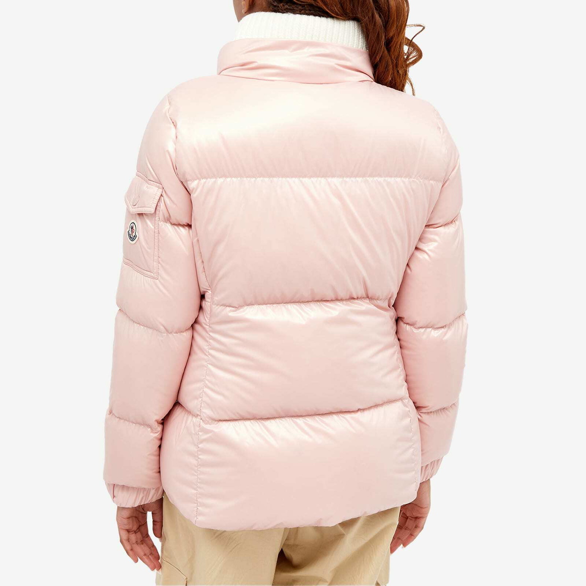Moncler Women's Vistule Padded Jacket With Knitted Collar in Pink Moncler