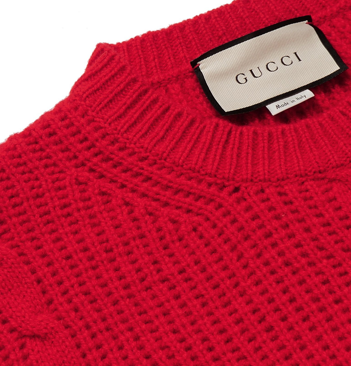Gucci - Logo-Embroidered Cable-Knit Wool-Blend Sweater - Red Gucci