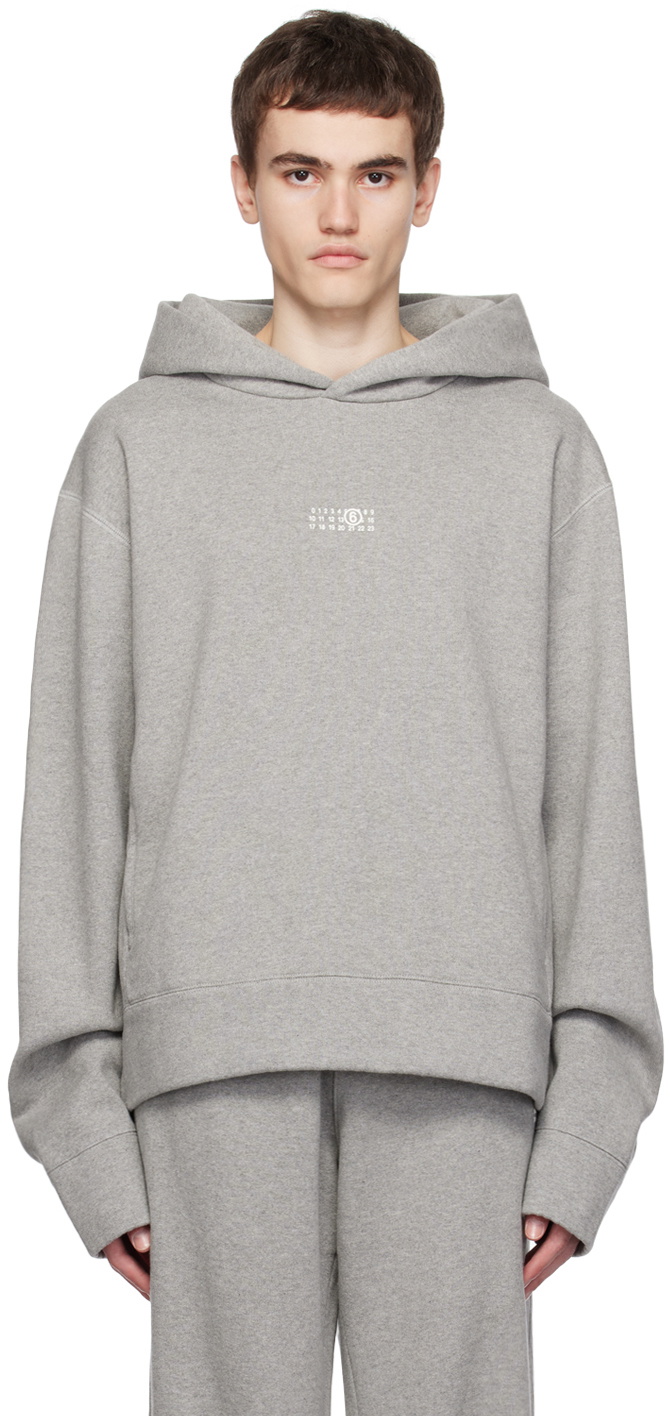 MM6 Maison Margiela Gray Brushed Hoodie MM6 Maison Margiela