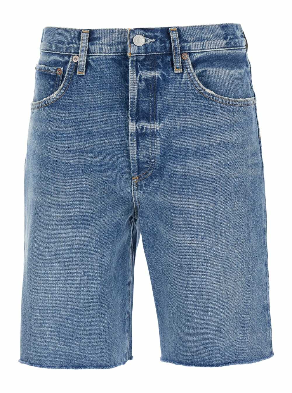 AGOLDE Blue Five-pocket Shorts With Button Closure In Denim Woman AGOLDE