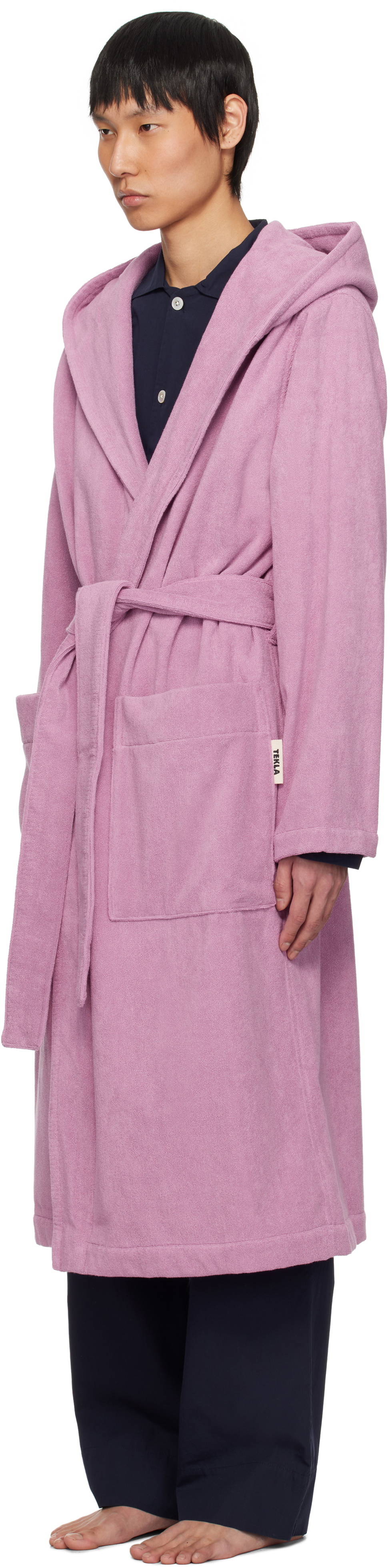Tekla Pink Terry Classic Bathrobe Tekla Fabrics