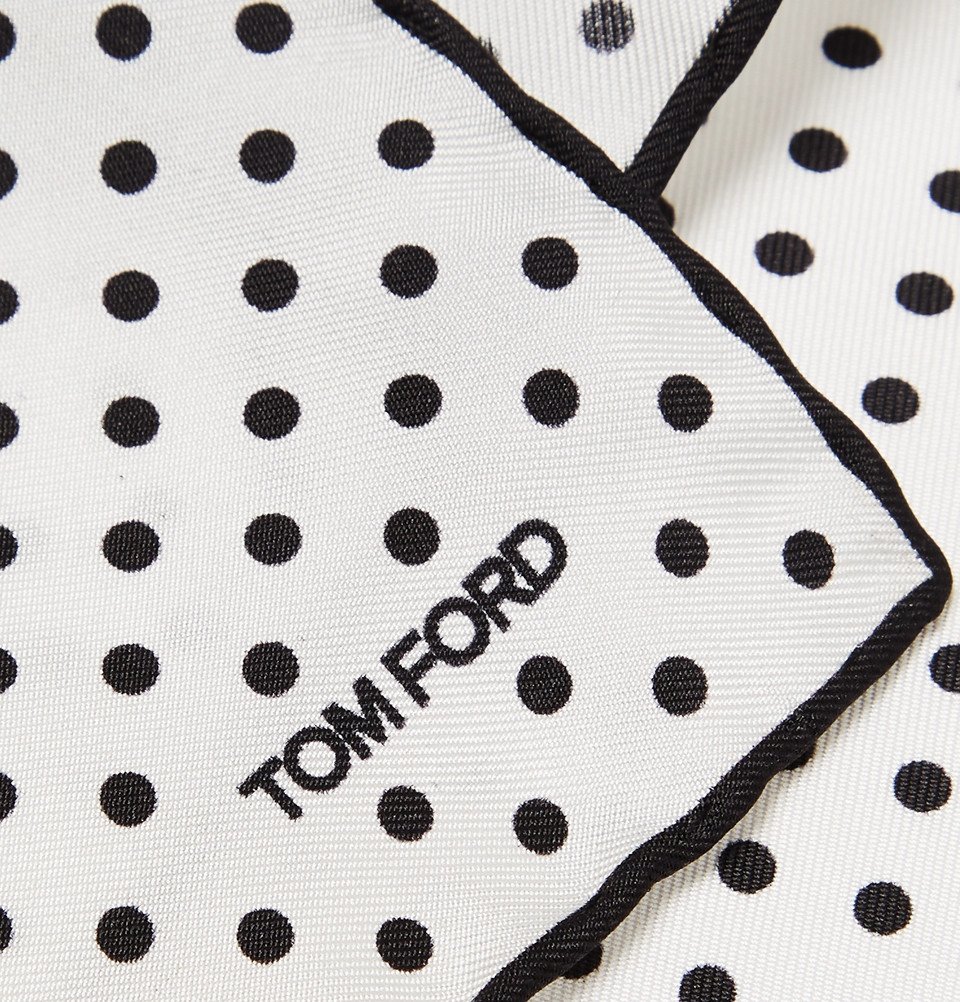 Tom Ford Polka Dot Silk Twill Pocket Square White Tom Ford