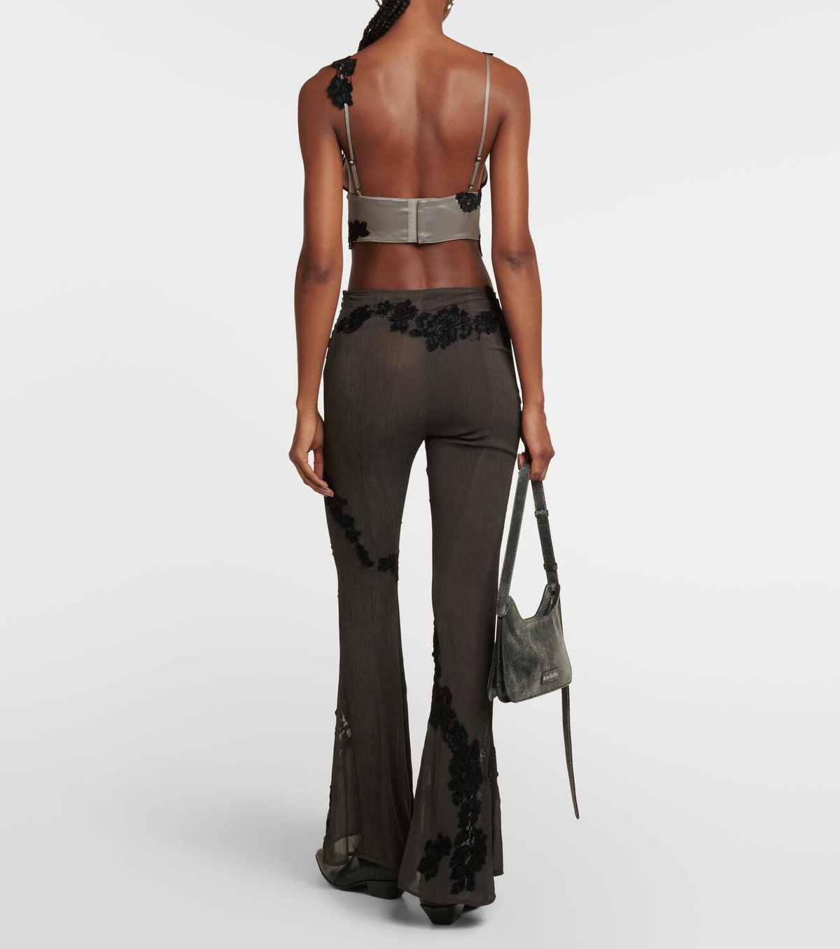Acne Studios Lace-trimmed flared pants Acne Studios