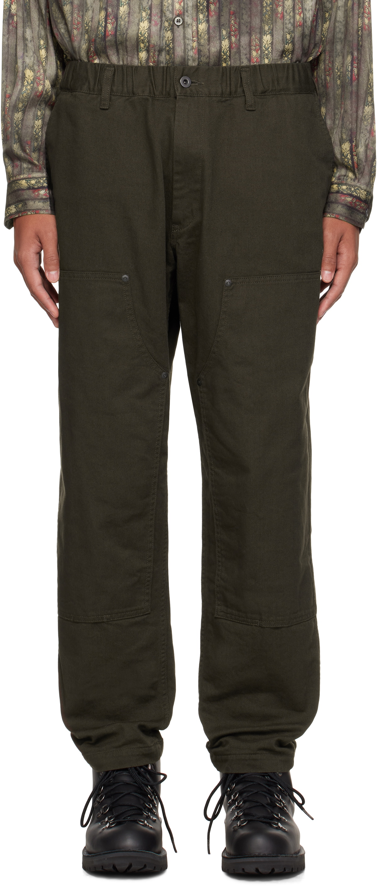 YOHJI YAMAMOTO Khaki Scandal Katsuragi Side Elastic String Trousers ...