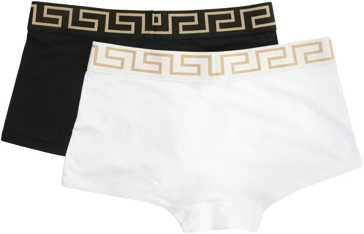 Versace Set Of Two Cotton Boxers With Logoed Elastic Band Versace