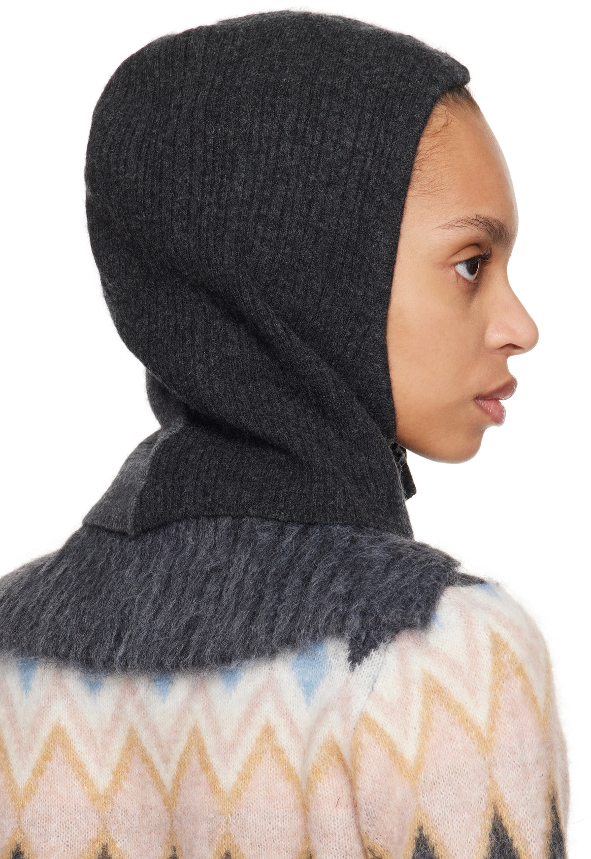 GANNI Gray Cashmere Mix Balaclava GANNI