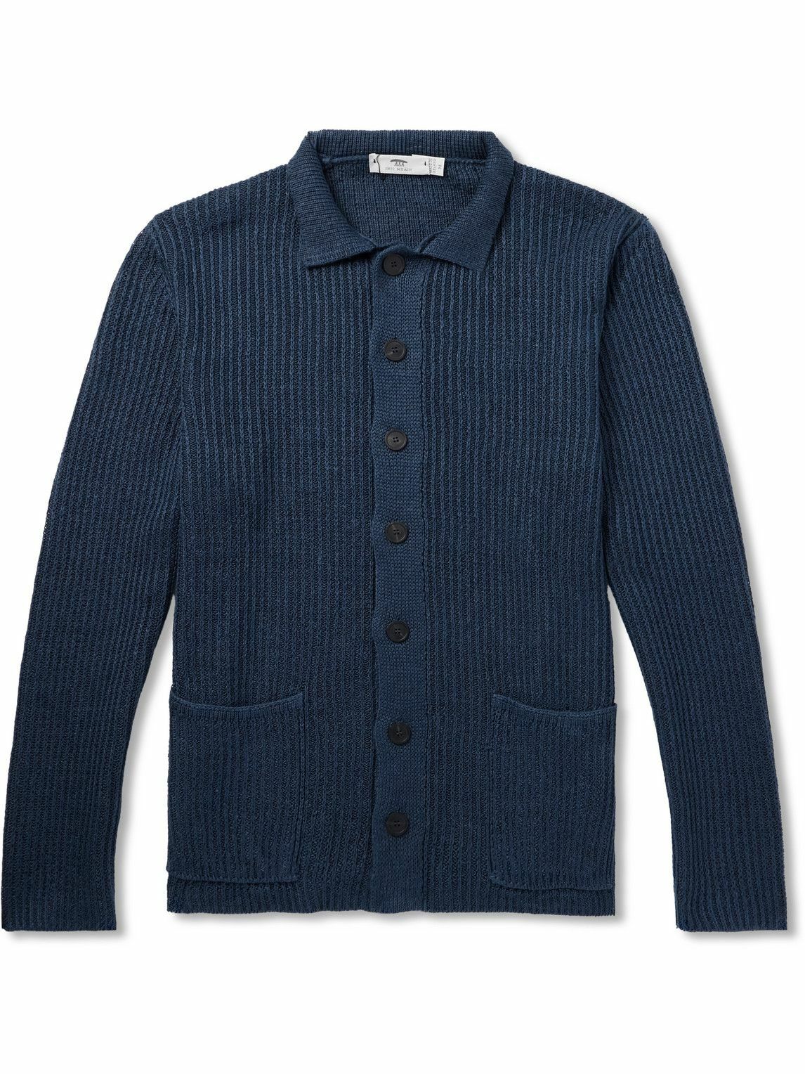 Inis Meáin - Ribbed Linen Cardigan - Blue Inis Meáin