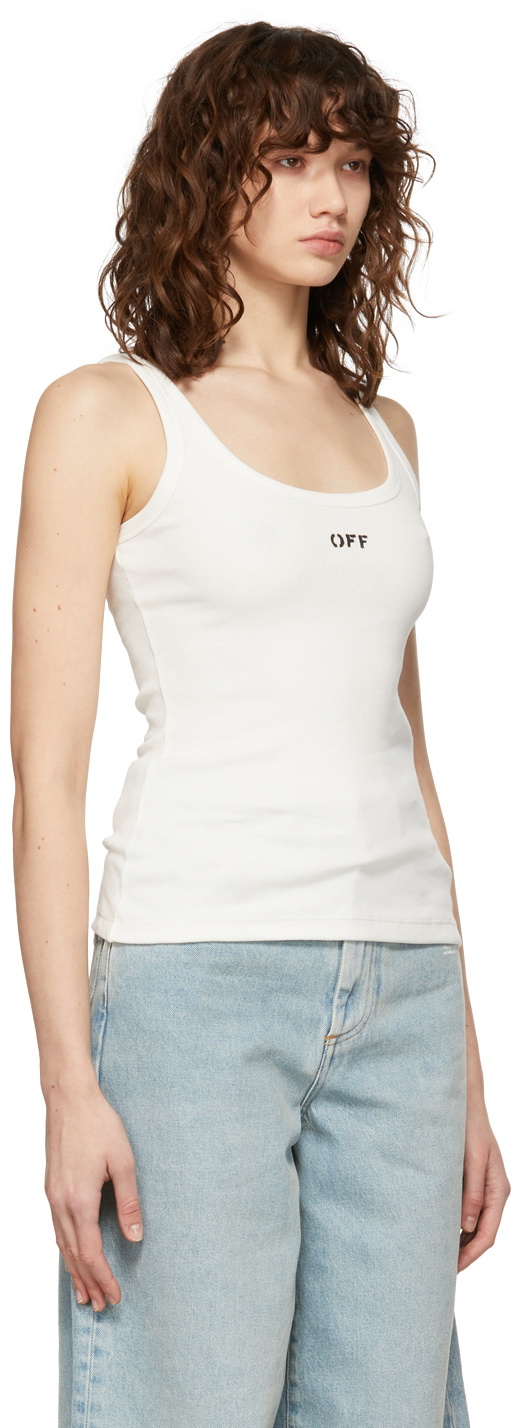 Off-White White Basic Rib Tank Top Off-White