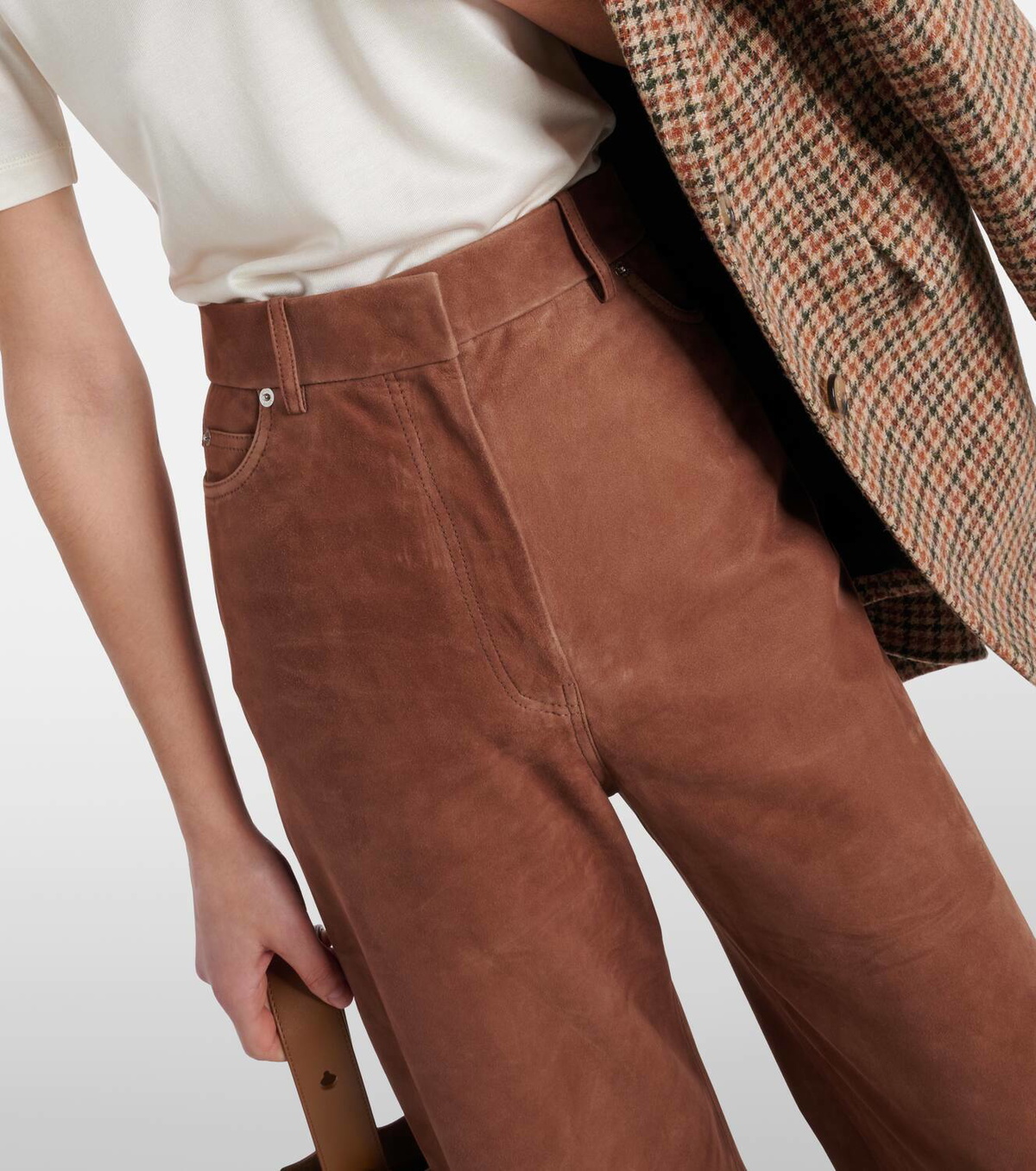 Loewe High-rise suede wide-leg pants Loewe