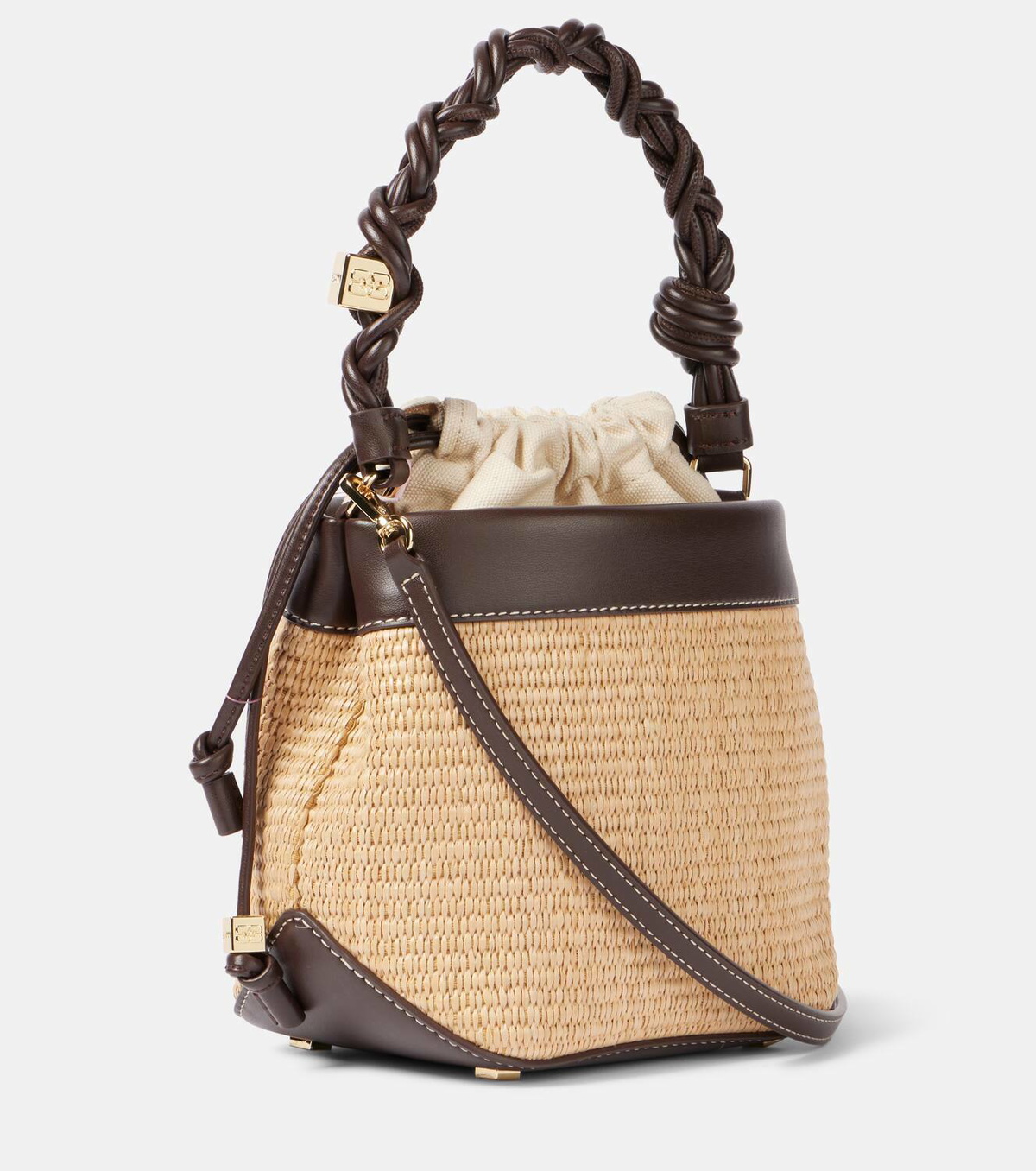Ganni Bou raffia bucket bag GANNI