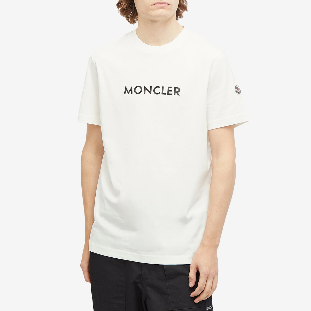 Moncler Men's Text Logo T-Shirt in White Moncler