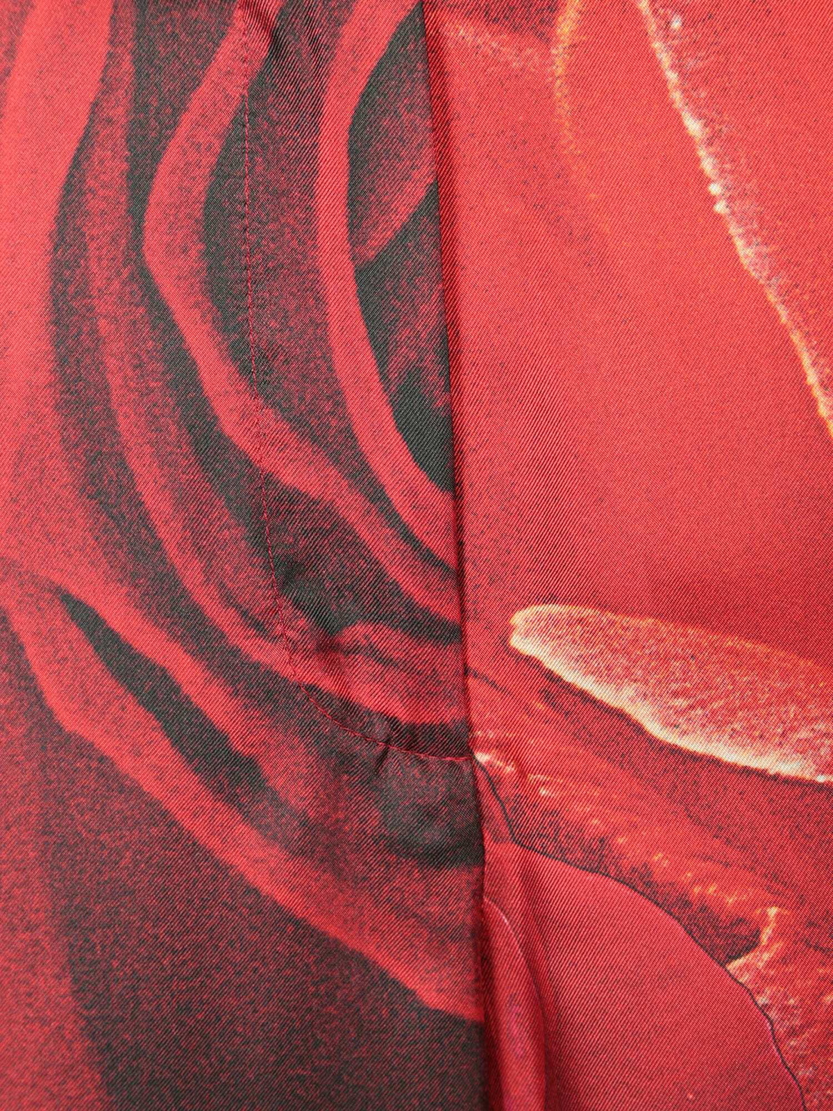 Roberto Cavalli Garden Rose Red Silk Trousers Roberto Cavalli