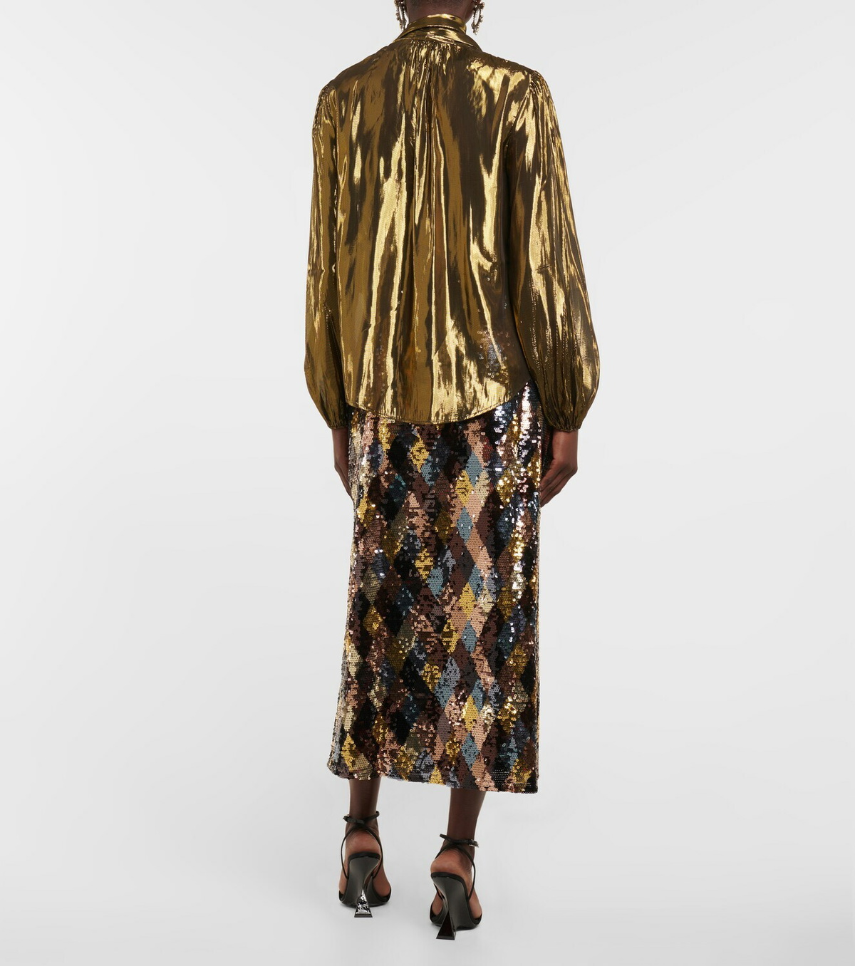 Rixo Moss metallic necktie blouse Rixo