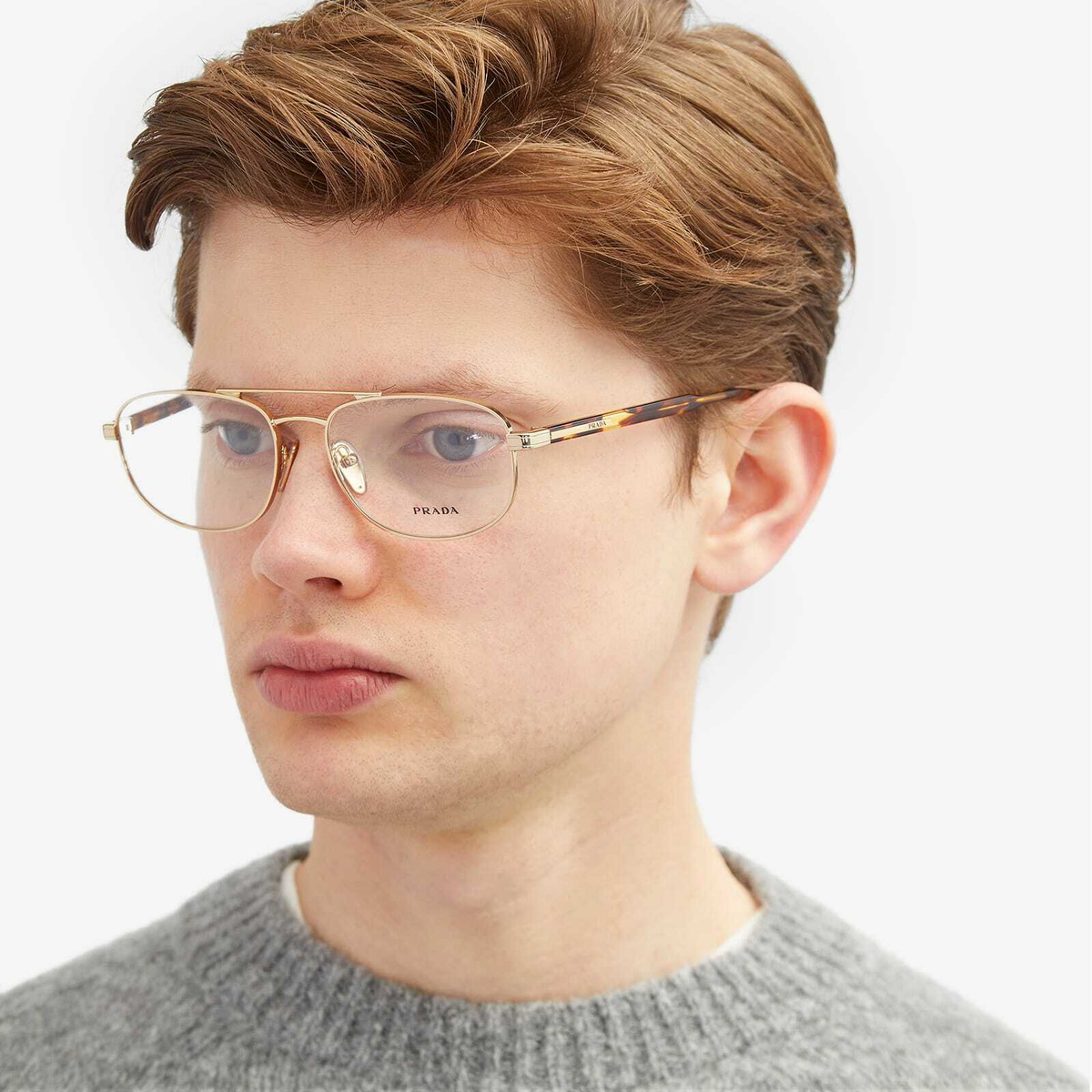 Prada Eyewear Men's A56V Optical Glasses in Gold Prada