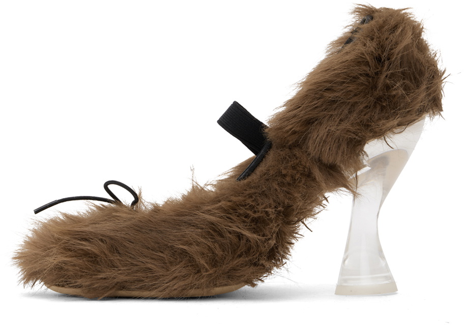 Simone Rocha Brown Faux-Fur Ballerina Heels Simone Rocha