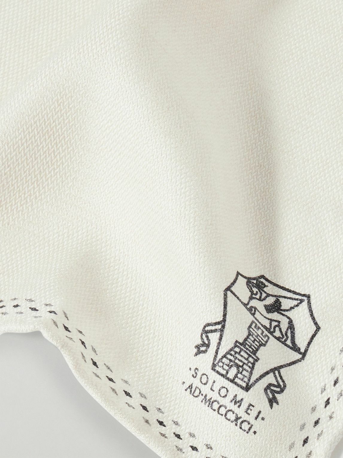 Brunello Cucinelli - Logo-Print Silk Pocket Square Brunello Cucinelli