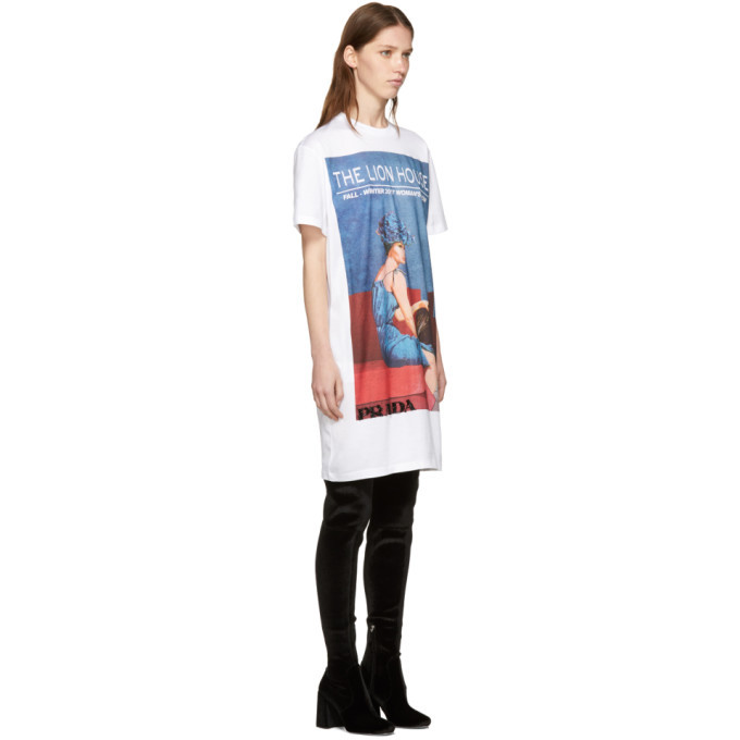Prada White The Lion House Girl Poster T-Shirt Prada