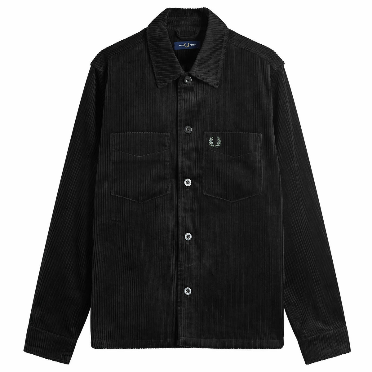 Fred Perry Men's Jumbo Corduroy Overshirt in Black Fred Perry