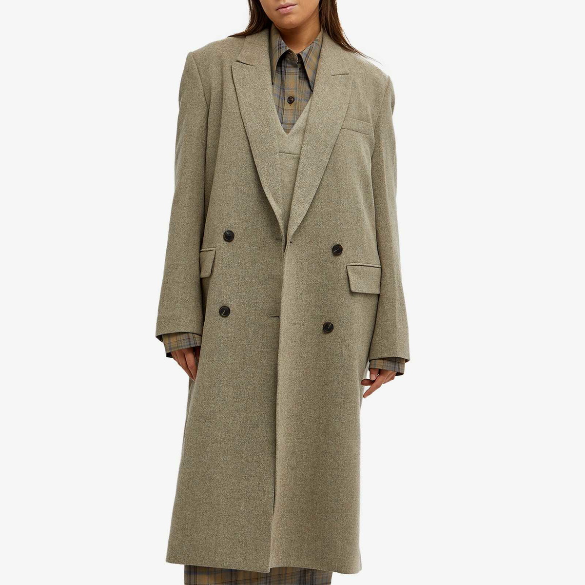 Low Classic Women's Double Long Coat in Beige Low Classic