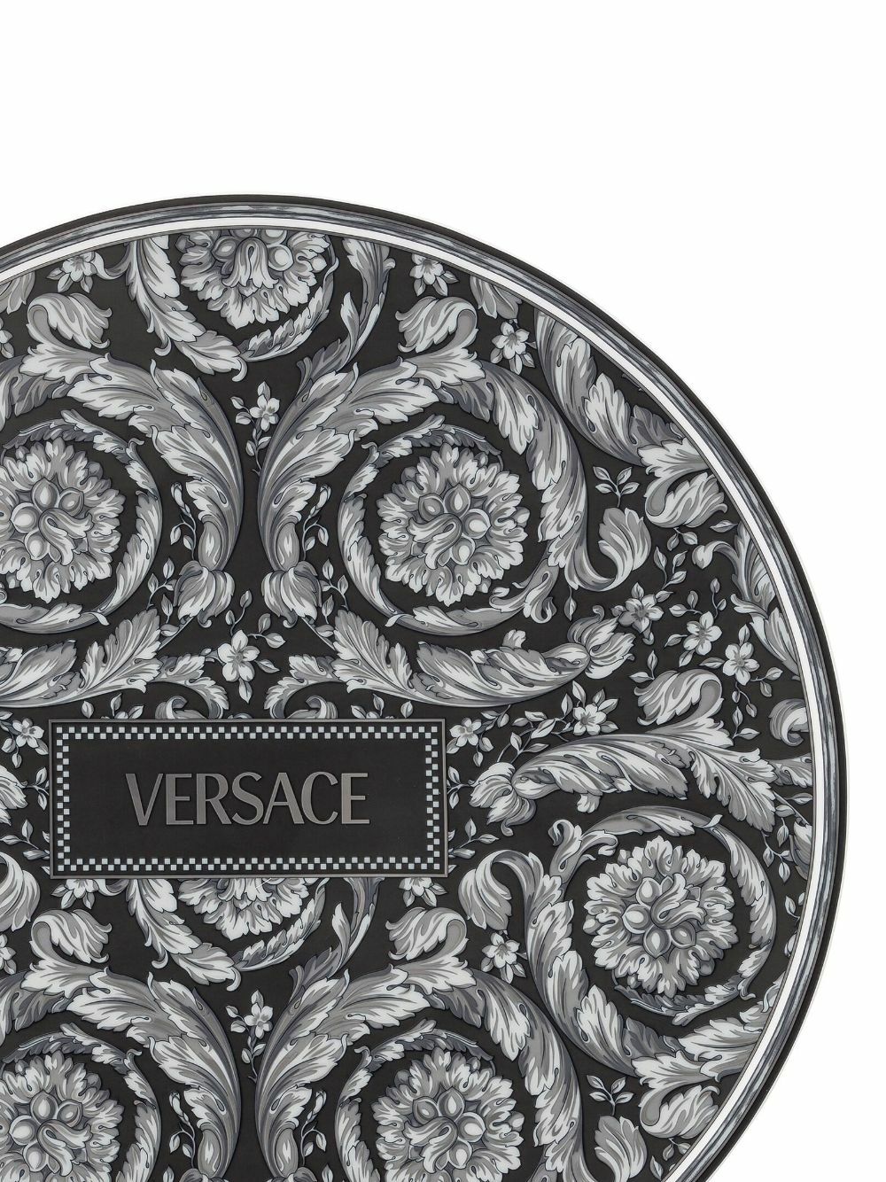 Versace Black Barocco Haze Porcelain Serving Plate Versace