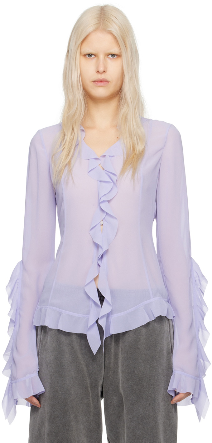 Acne Studios Purple Ruffle Blouse Acne Studios