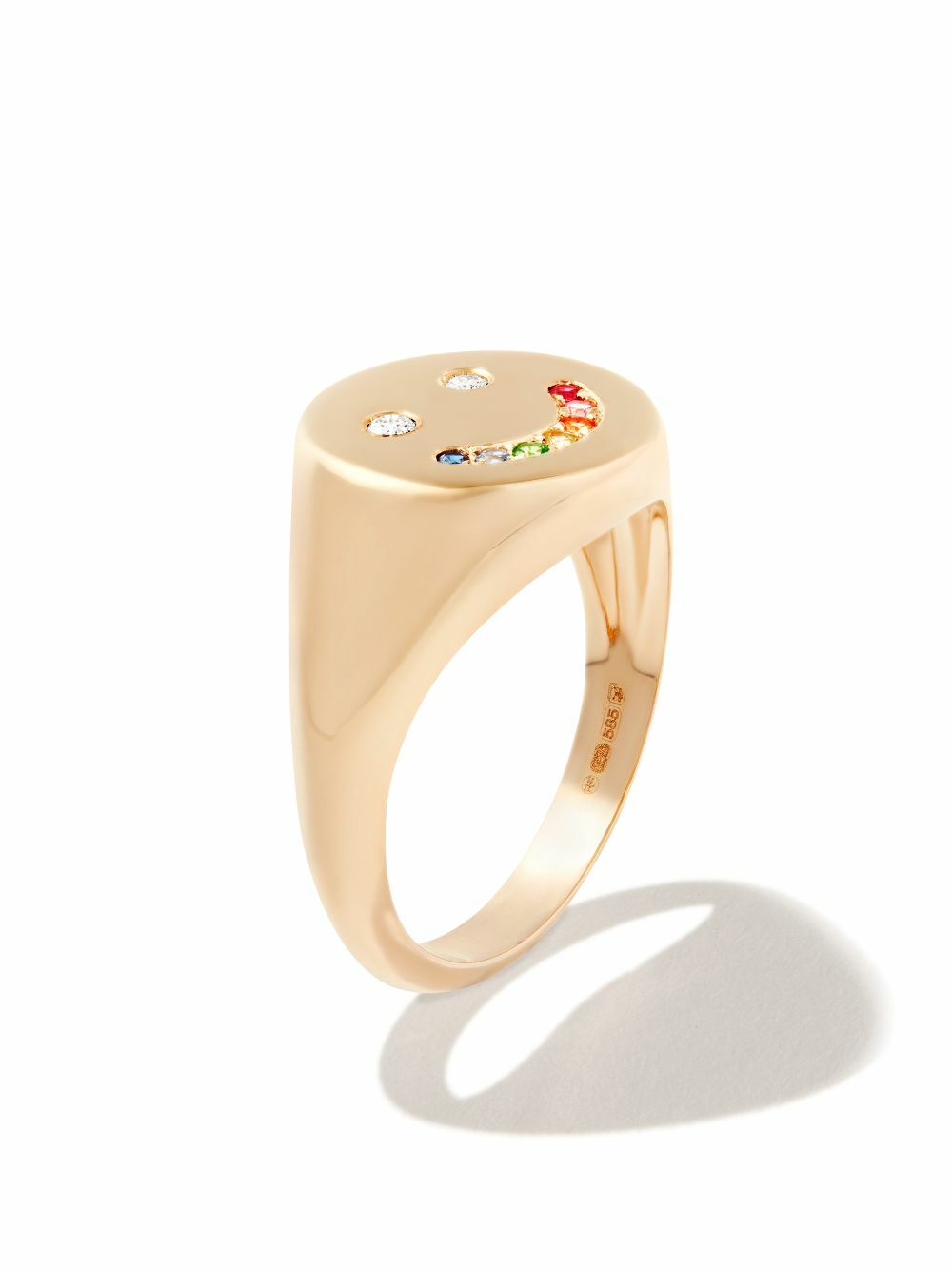 Roxanne First 14K Yellow Gold Rainbow Smiley Sapphire And Diamond Ring Roxanne First