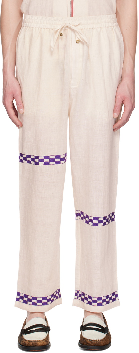 HARAGO Off-White Border Trousers HARAGO