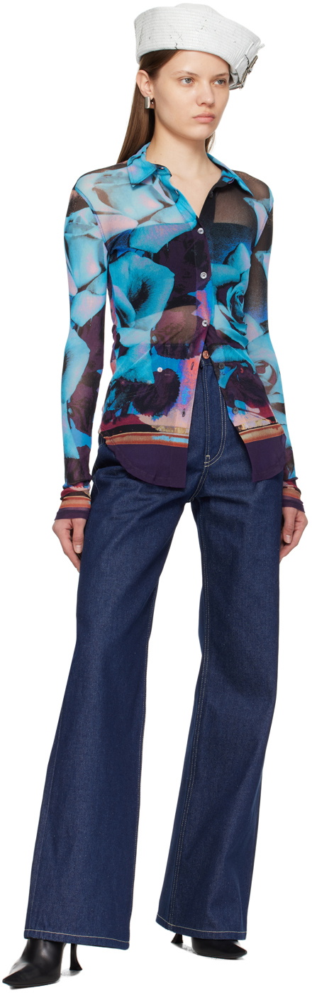 Jean Paul Gaultier Blue & Purple Roses Shirt Jean Paul Gaultier