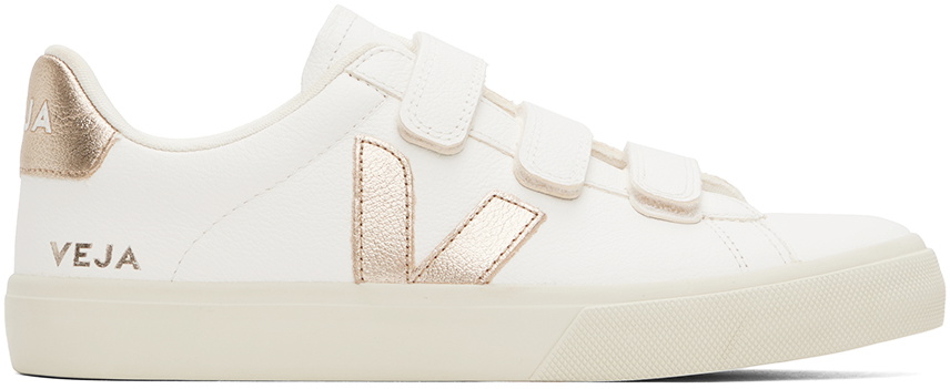 VEJA White & Gold Recife Logo Chromefree Sneakers VEJA