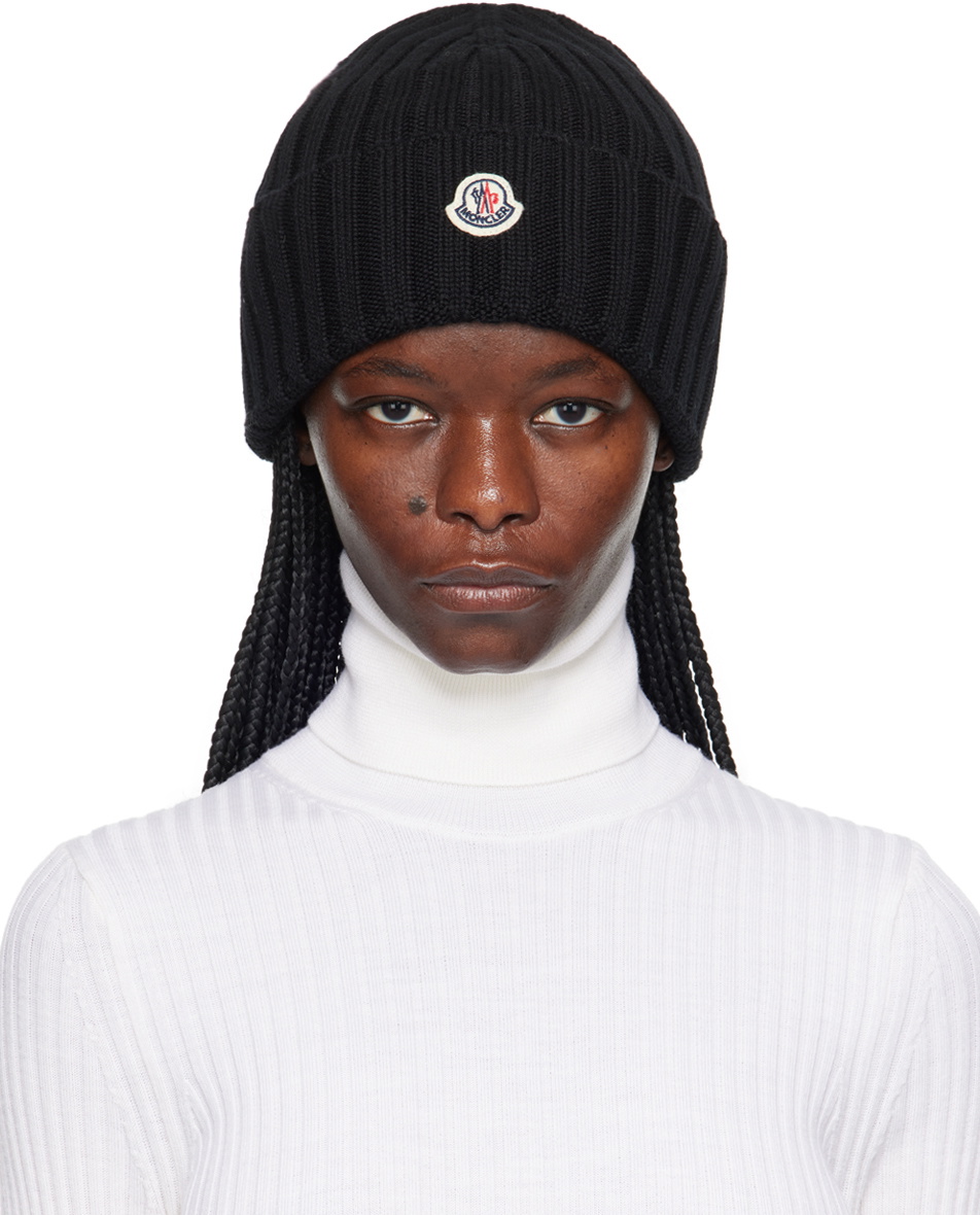 Moncler Black Patch Beanie Moncler