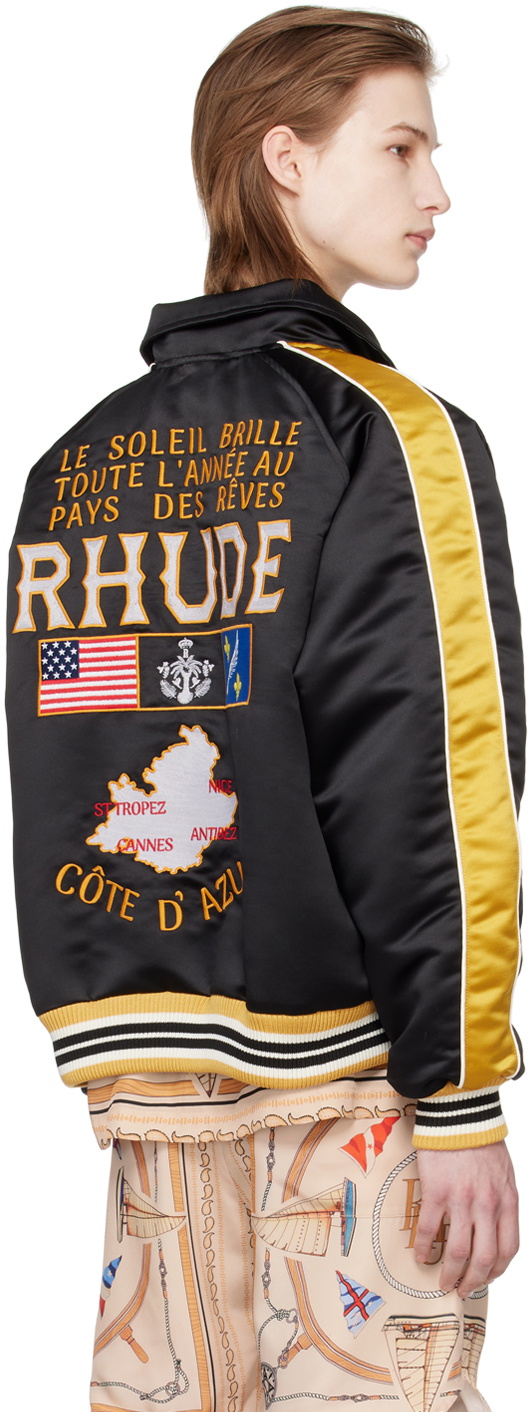 Rhude Black 'Le Soleil' Bomber Jacket Rhude