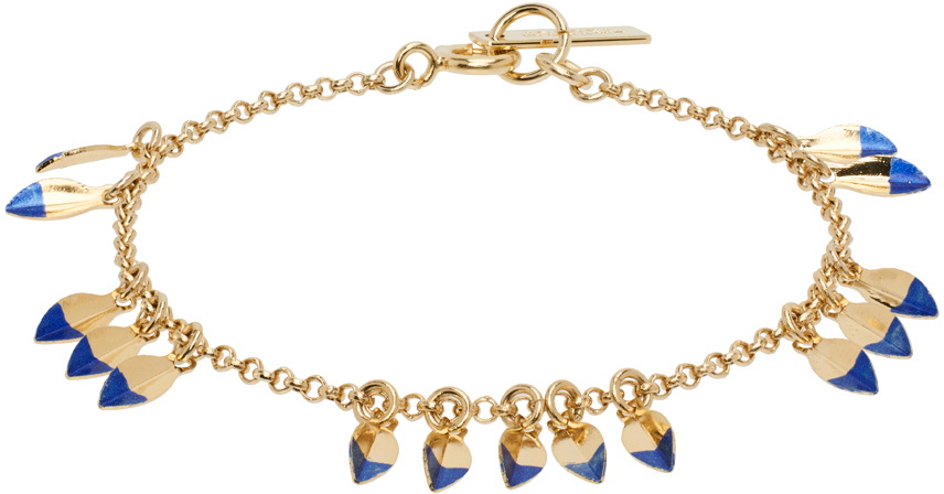 Isabel Marant Gold & Blue Shiny Leaf Bracelet Isabel Marant