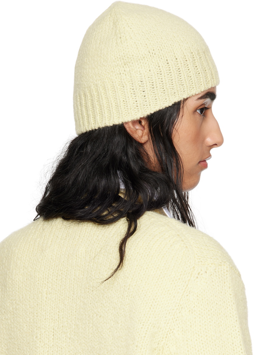 Jil Sander Yellow Irregular Texture Wool Beanie Jil Sander