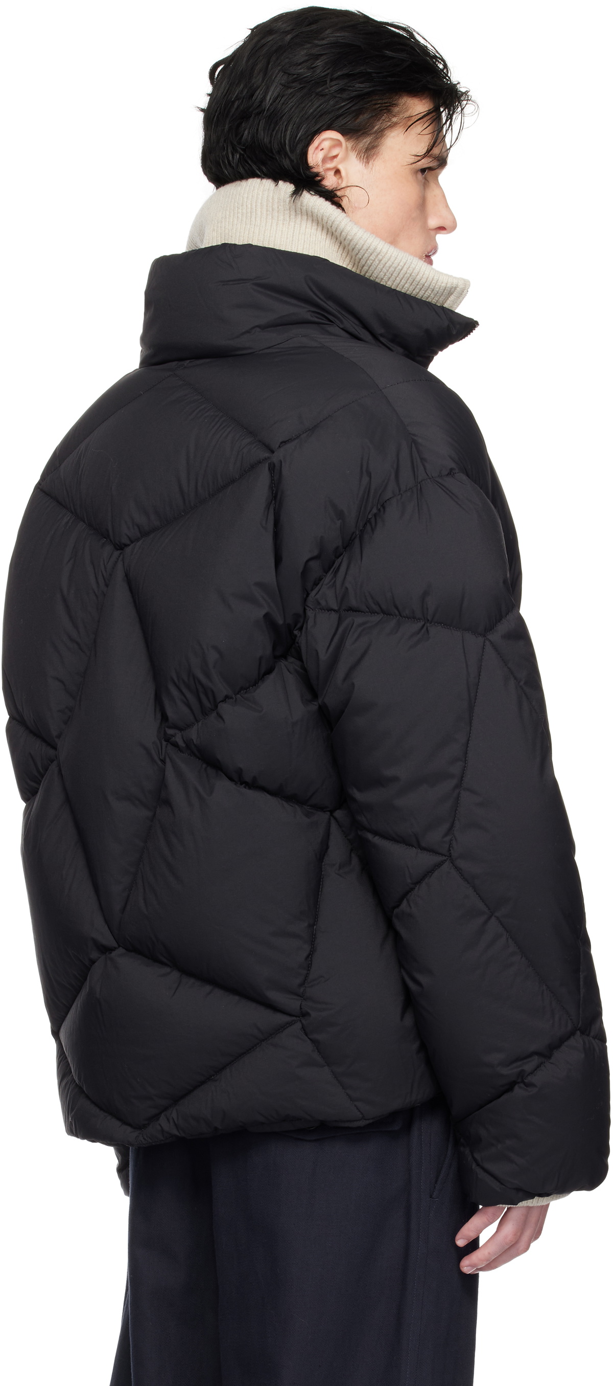 Moncler Black Vardar Graphic-Quilted Short Down Jacket Moncler
