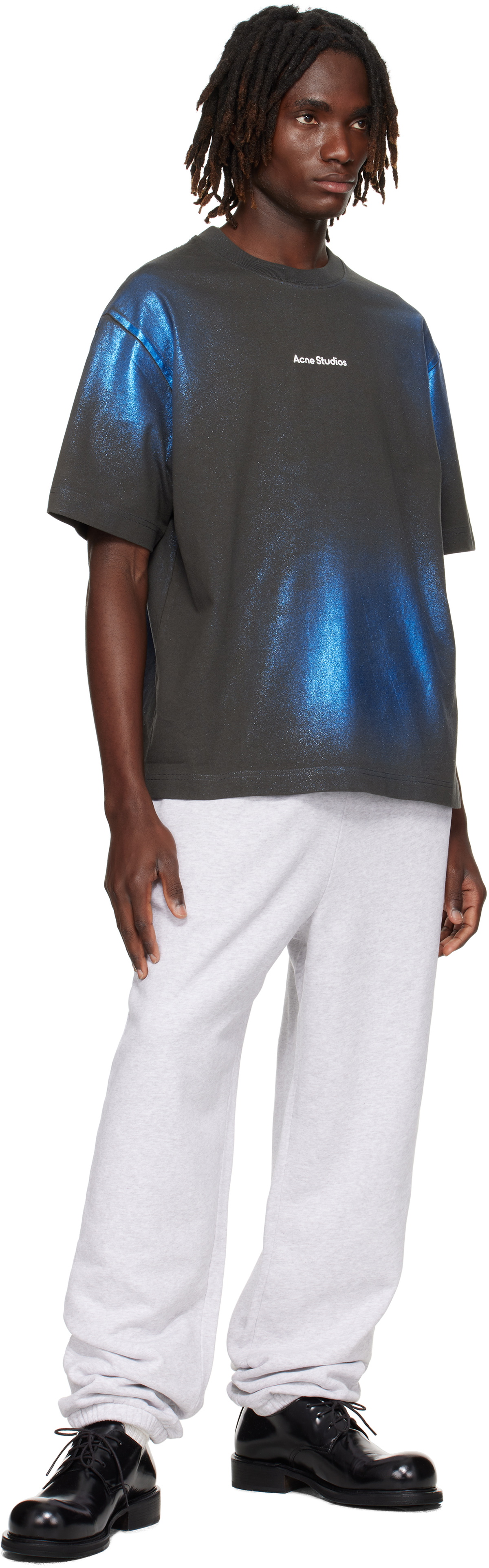 Acne Studios Khaki & Blue Logo T-shirt Acne Studios