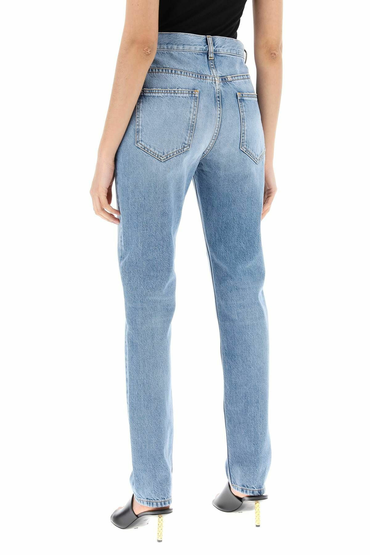 GIVENCHY light wash cigarette jeans with nine words. Light blue Givenchy