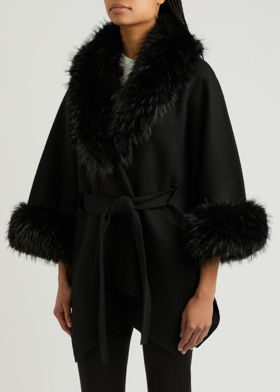 Alice + Olivia Joanna Faux Fur-trimmed Wool Coat Black Alice + Olivia
