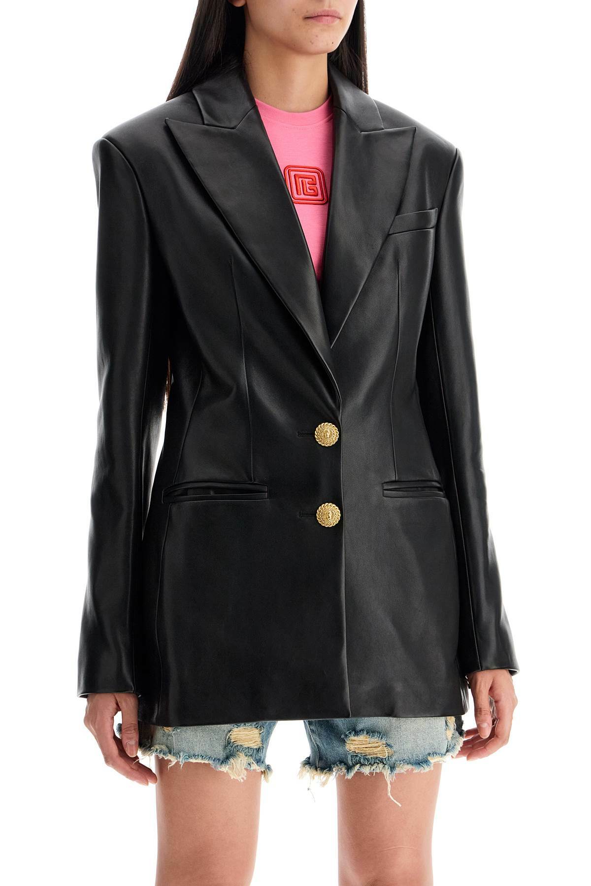 BALMAIN leather blazer jacket Black Balmain