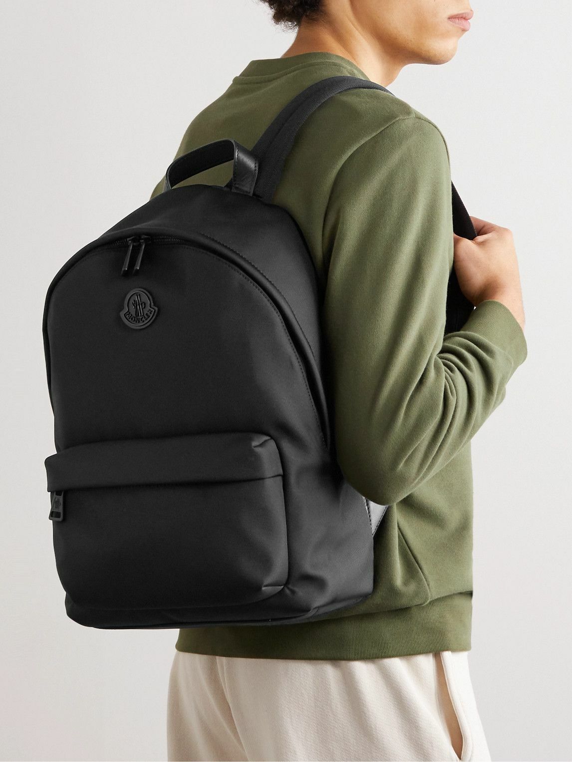 Moncler - Logo-Appliquéd Leather-Trimmed Shell Backpack Moncler