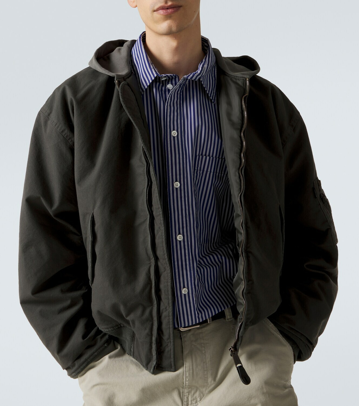 Balenciaga Cotton-blend hooded bomber jacket Balenciaga