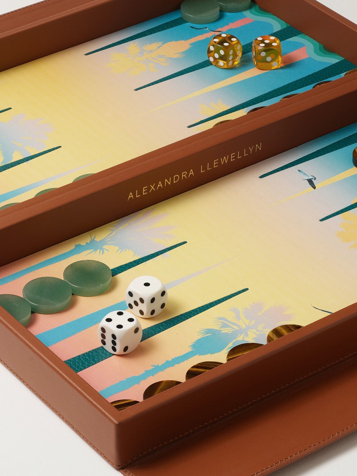 Alexandra Llewellyn - Sunrise Travel Leather Backgammon Set Alexandra Miro