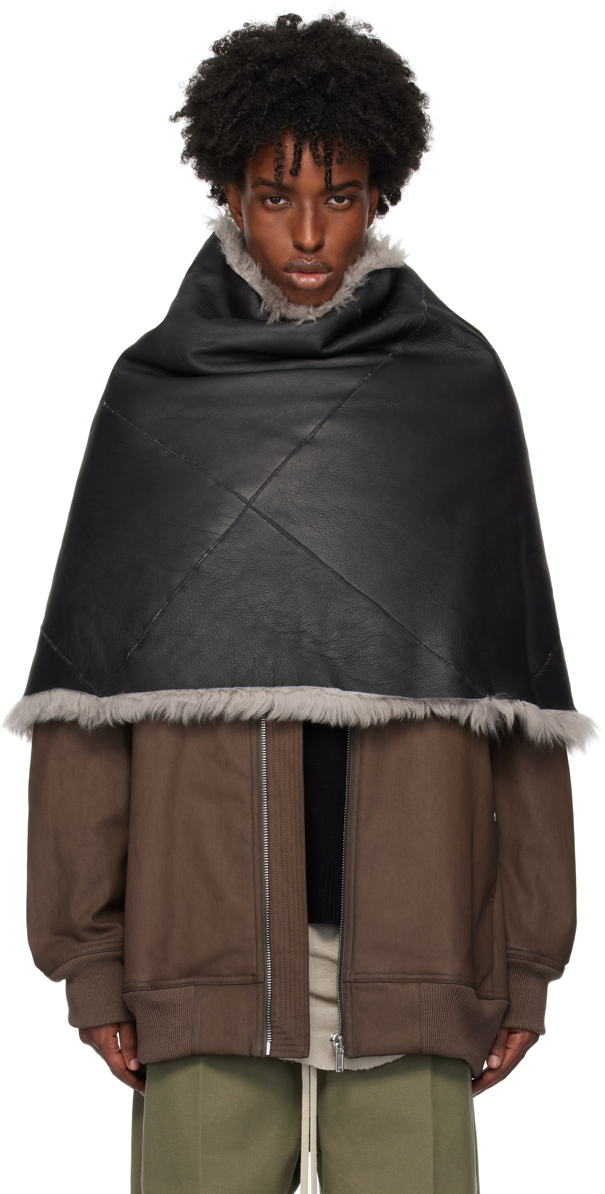 Rick Owens Black Shearling Reversible Cowl Rick Owens