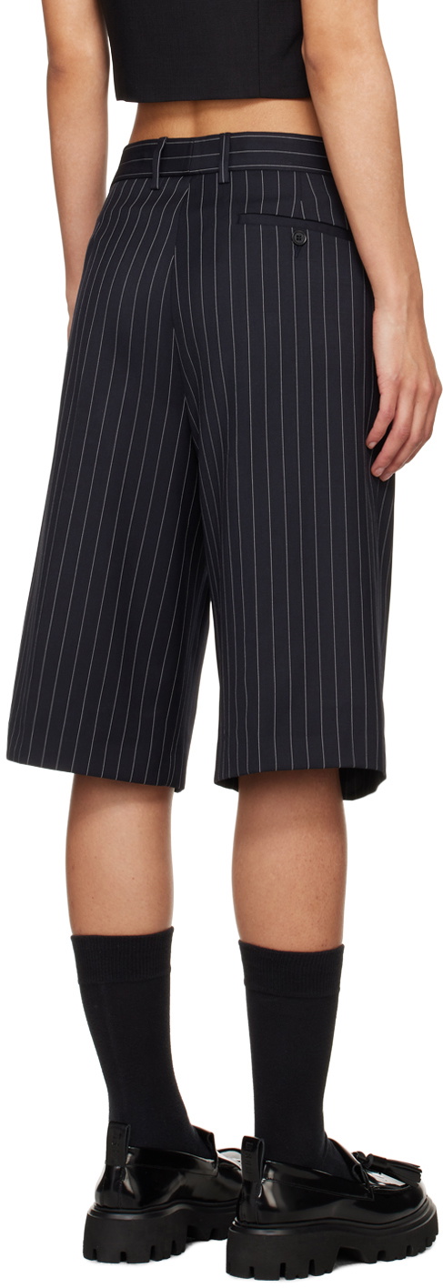 MSGM Navy Pinstripe Shorts MSGM